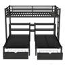 Harriet Bee Full XL Over Twin & Twin Triple Bunk Bed With Drawers, Multi-Functional Metal Frame ...